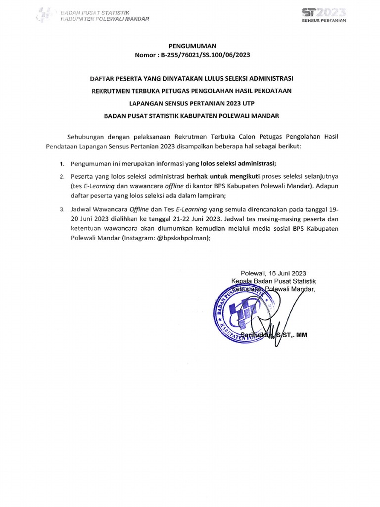 Surat Resmi Pengumuman | PDF