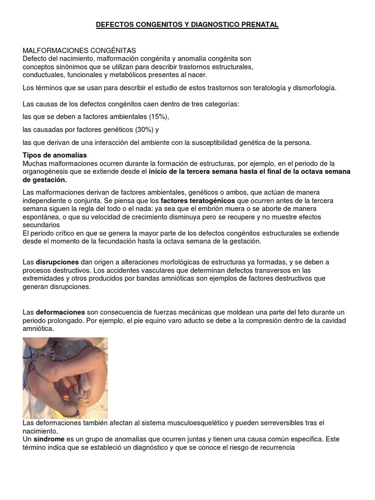 Defectos Congenitos y Diagnostico Prenatal.. | PDF | El embarazo | Feto