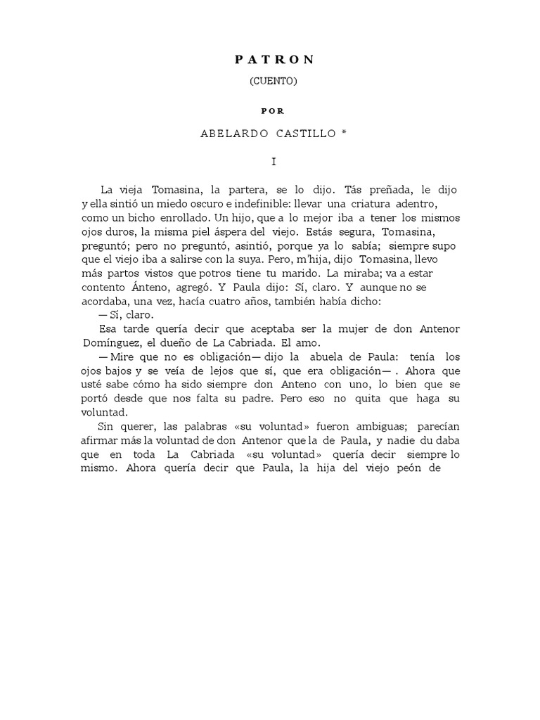Cuento "El Patrón" de Abelardo Castillo | PDF
