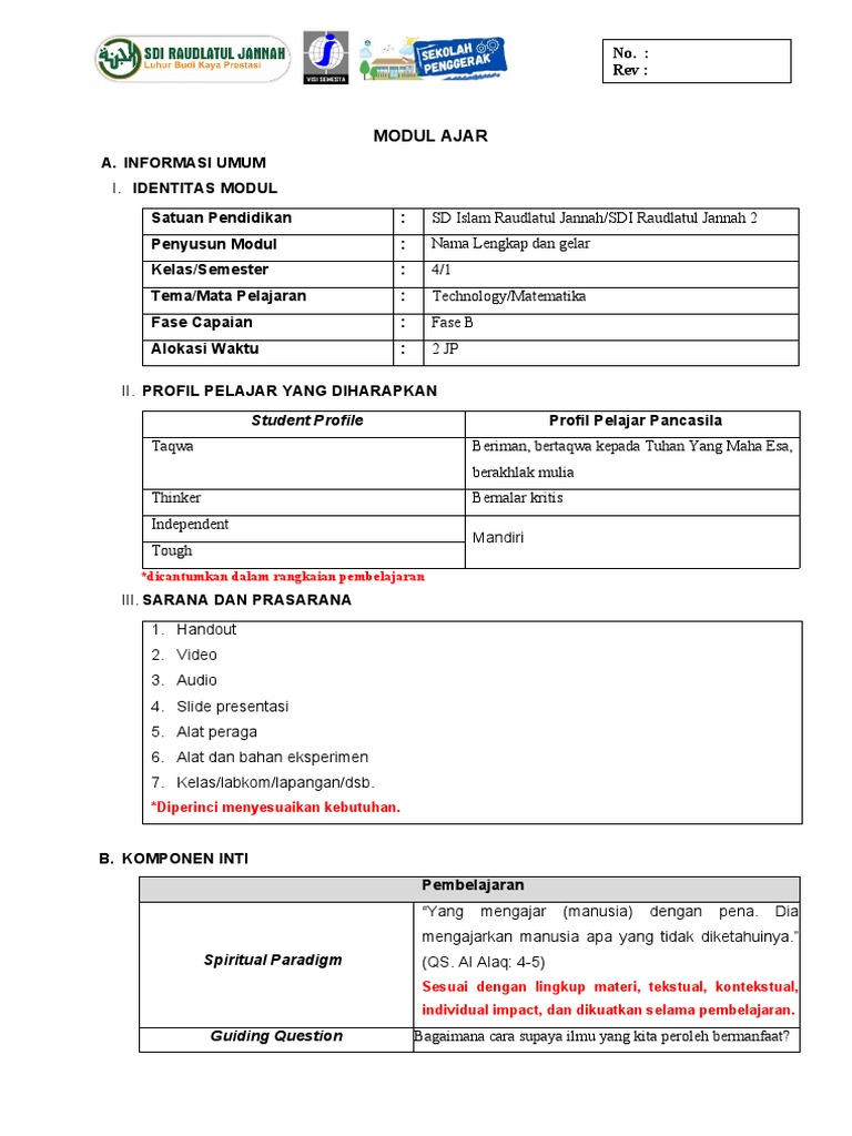 Modul Ajar Contoh Supervisi - Fix | PDF