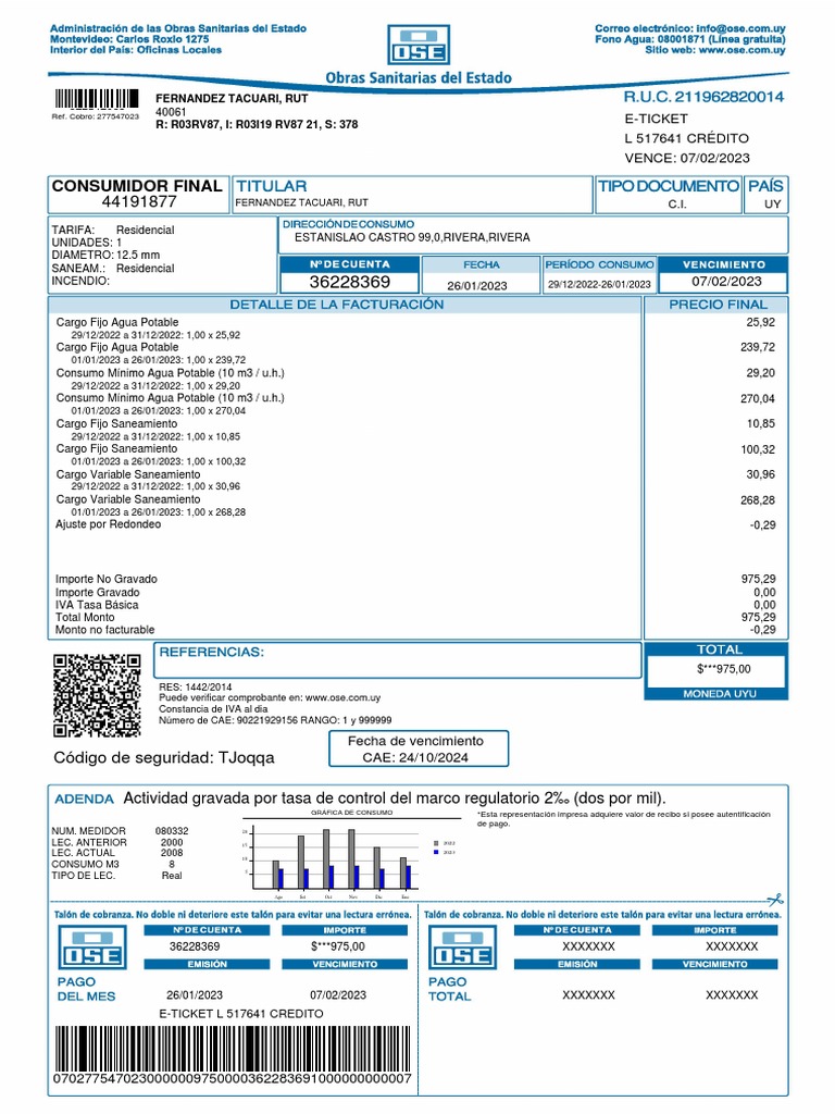Consumidor Final: E-Ticket L 517641 CRÉDITO VENCE: 07/02/2023 | PDF ...