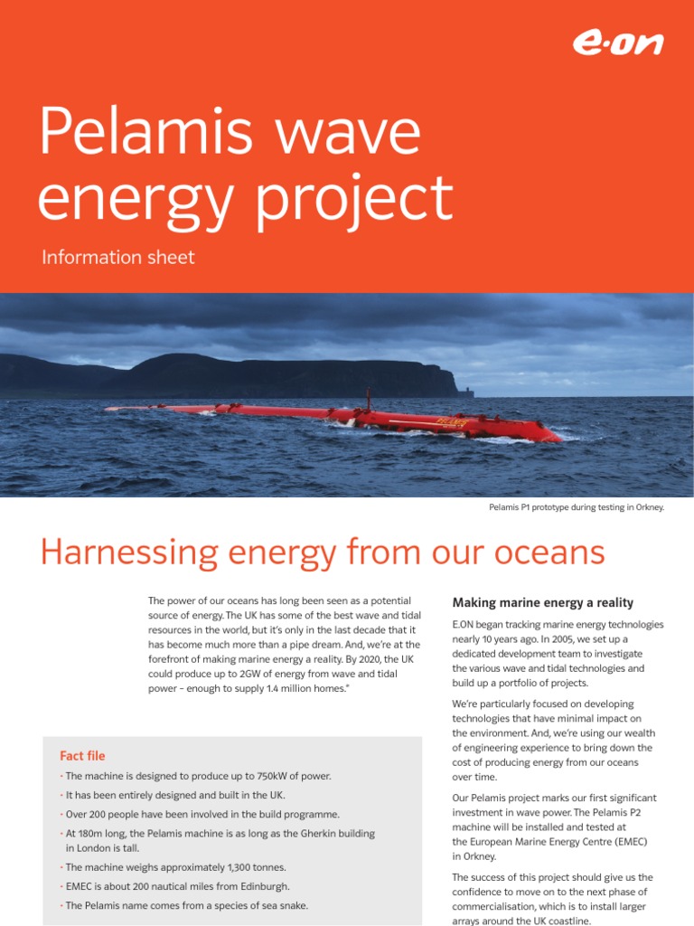 E.on Pelamis Info Sheet | PDF | Renewable Resources | Renewable Energy
