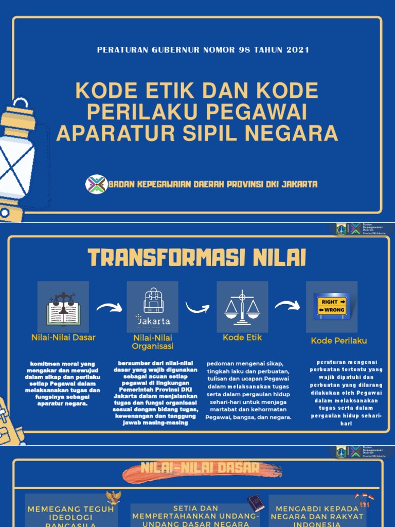 Kode Etik dan Perilaku ASN DKI Jakarta | PDF