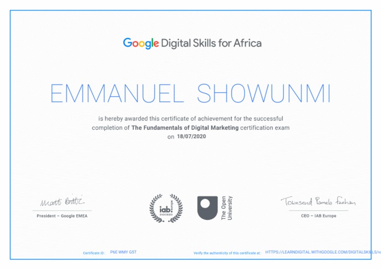My Digital Skills Africa Certificate | PDF