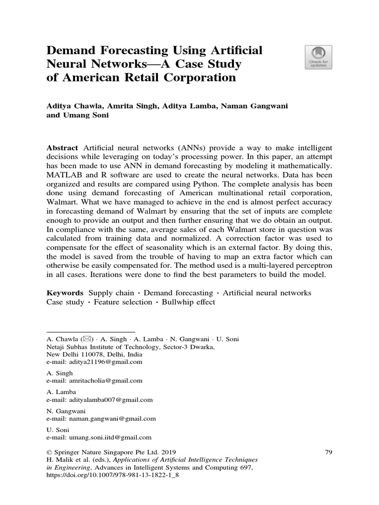 Demand Forecasting Using Arti Ficial Neural Networks - A Case Study of American Retail ...