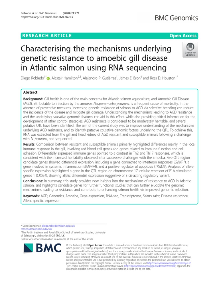 Characterising The Mechanisms Underlying Genetic Resistance To Amoebic ... Characterising The Mechanisms Underlying Genetic Resistance To Amoebic ...