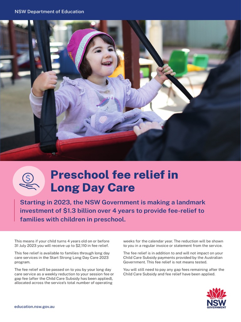 NSW Preschool Fee Relief Overview | PDF | Child Care | Preschool
