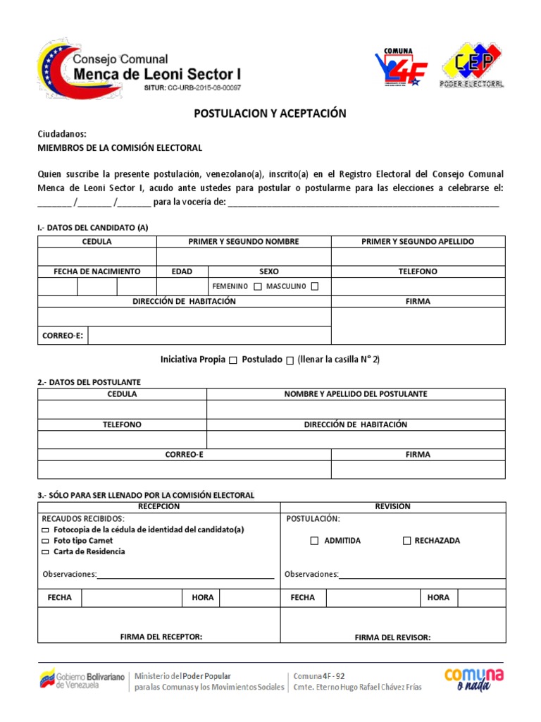 Postulación Consejo Comunal | PDF