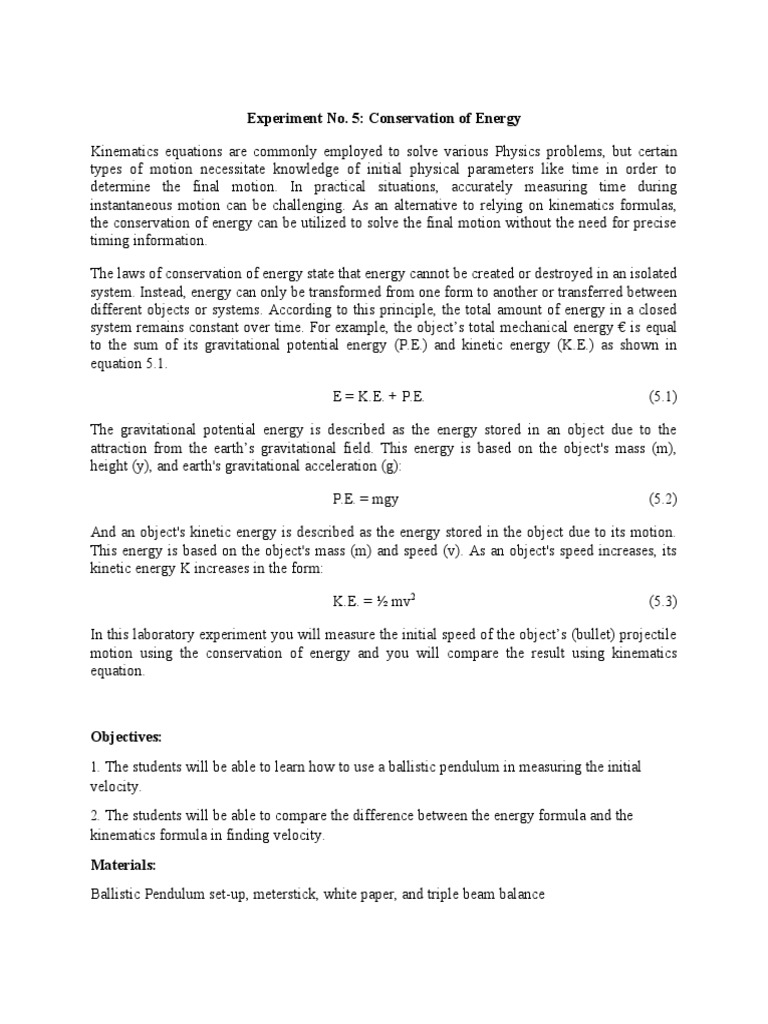 Summer Experiment 5 (Physics For Eng) .Updated | PDF | Mass | Gravity