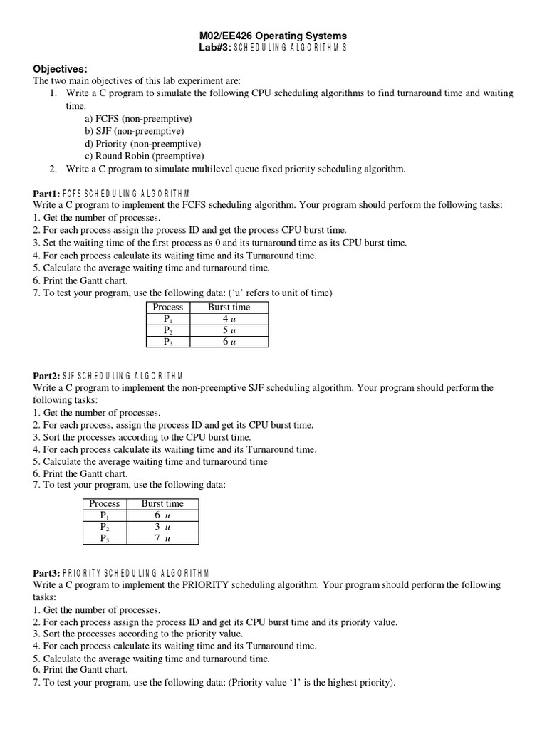 EE426 OS Lab3 Spring2023 | PDF | Scheduling (Computing) | Algorithms And Data Structures