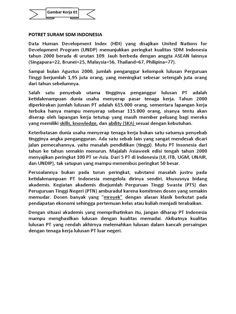 Potret Suram SDM Indonesia | PDF | Karier & Perkembangan