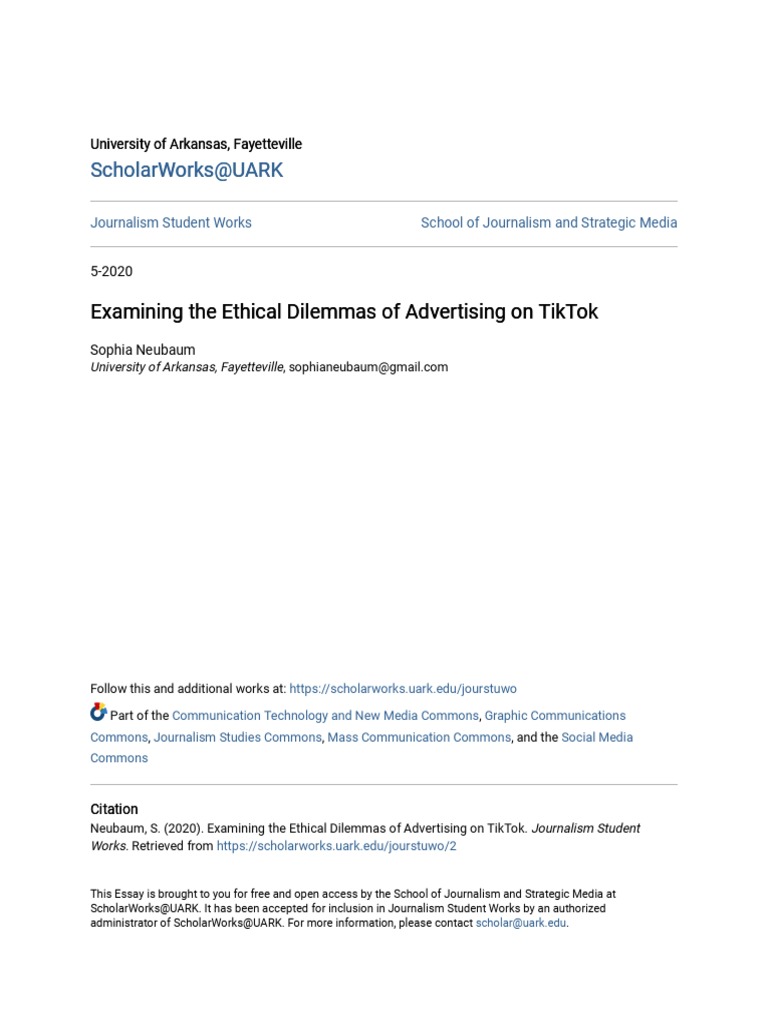 Examining The Ethical Dilemmas of Advertising On TikTok | PDF | Social ...