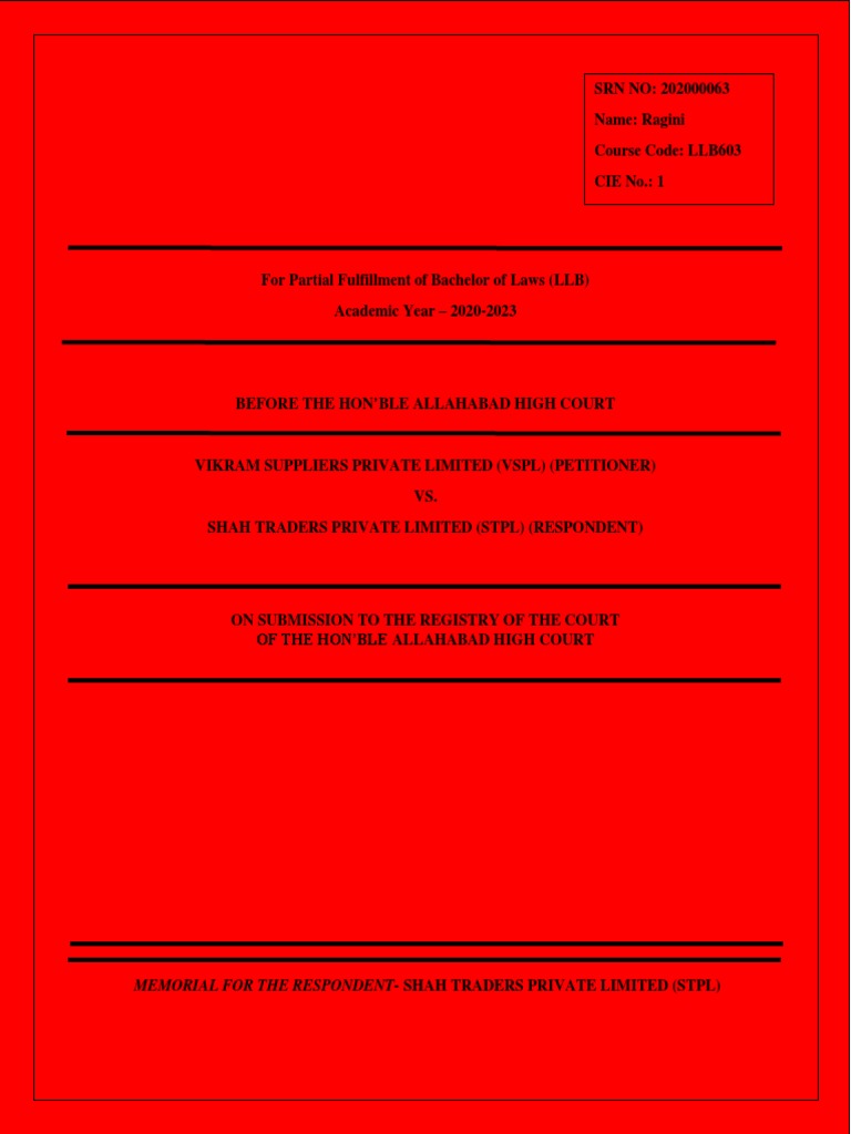 Memorial Ragini Cie 1 Respondent | PDF | Arbitration | Jurisdiction