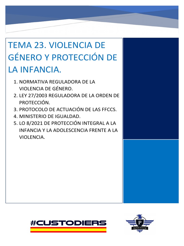Tema 23. Violencia de Genero y Proteccion de La Infancia Wlt2ep | PDF | La violencia contra las ...