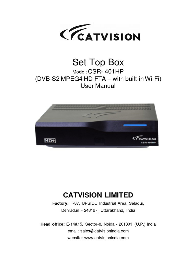 CATVISION STB CSR 401HP User Manual With Wifi | PDF | Set Top Box | Usb ...