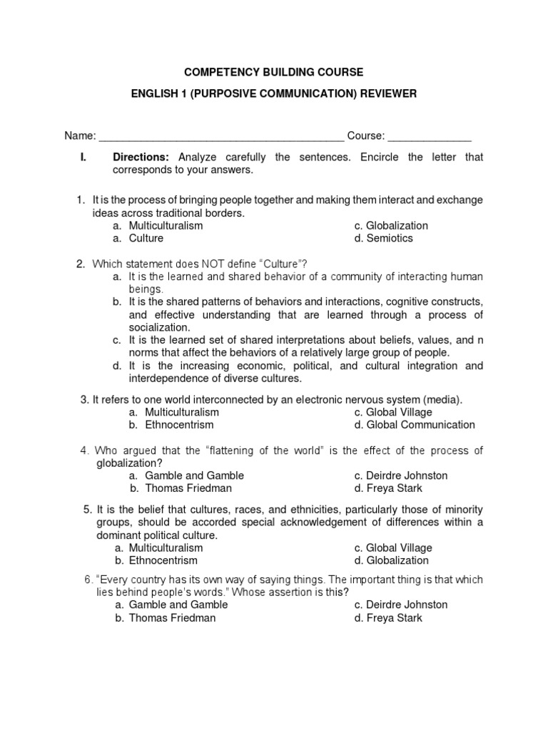 Harold A. Abella - CBC - English 1 Reviewer | PDF | Semiotics | World ...