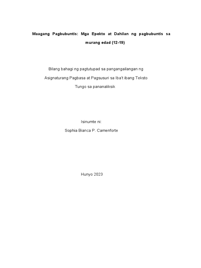 Maagang Pagbubuntis | PDF