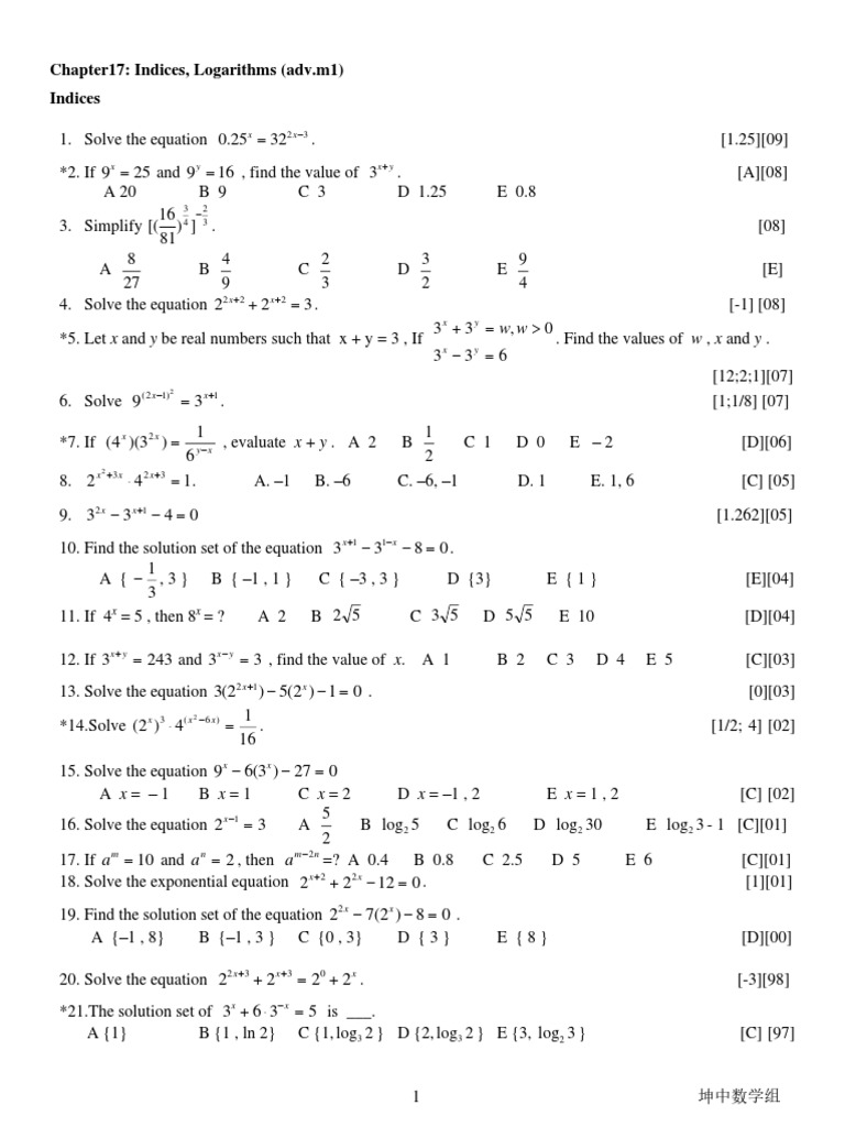 17 Indices and Logarithms | PDF | Logarithm | Function (Mathematics)