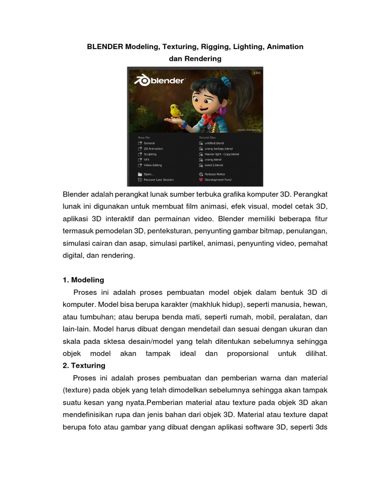 Modelling Texturing Animation Rigging Dan Rendering Pdf