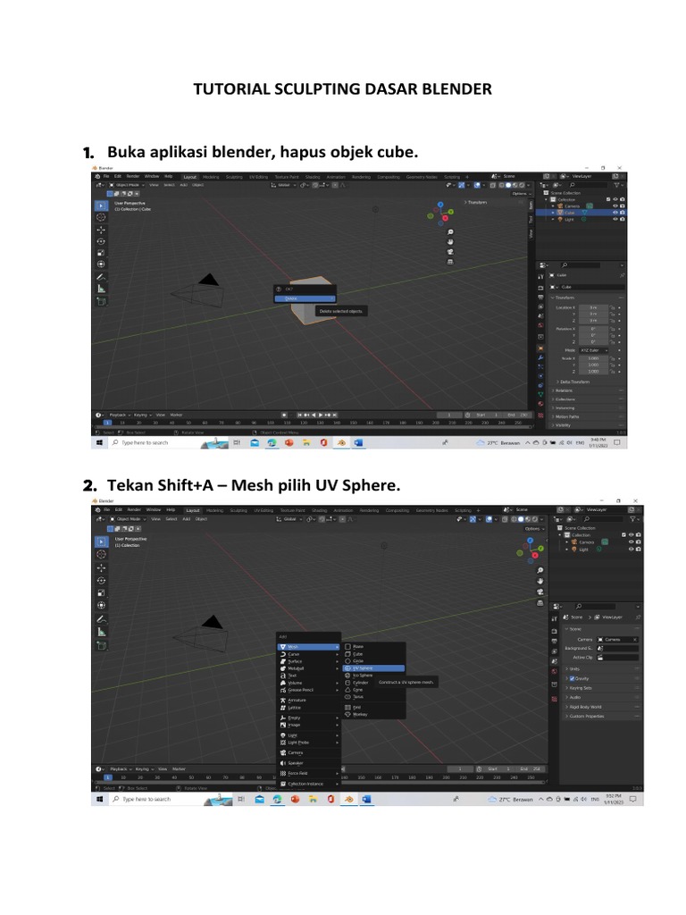 Tutorial Dasar Sculpting di Blender | PDF