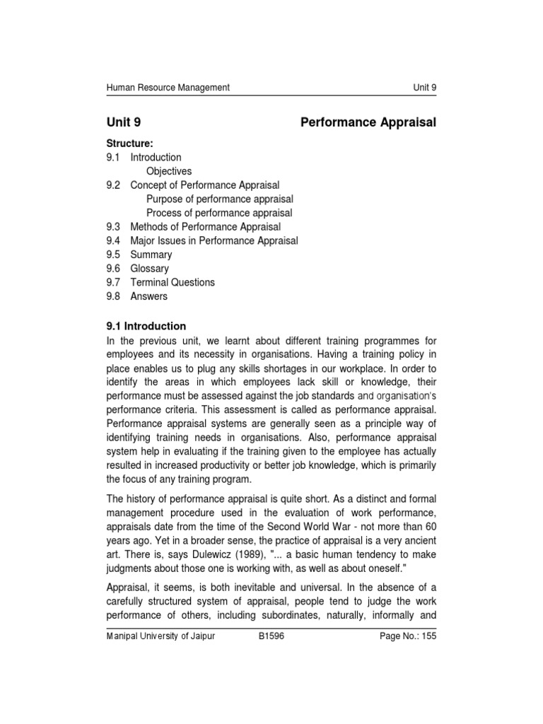 Unit 09 Performance Appraisal | PDF | Performance Appraisal | Human ...