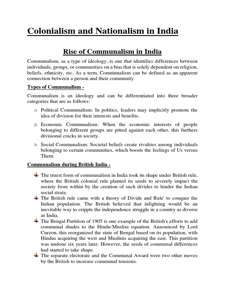Communalism's Impact on India’s History | PDF | Partition Of India ...