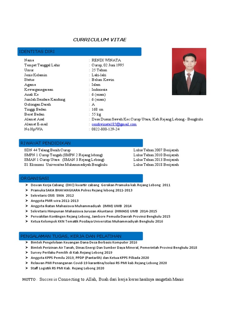Curriculum Vitae: Identitas Diri | PDF