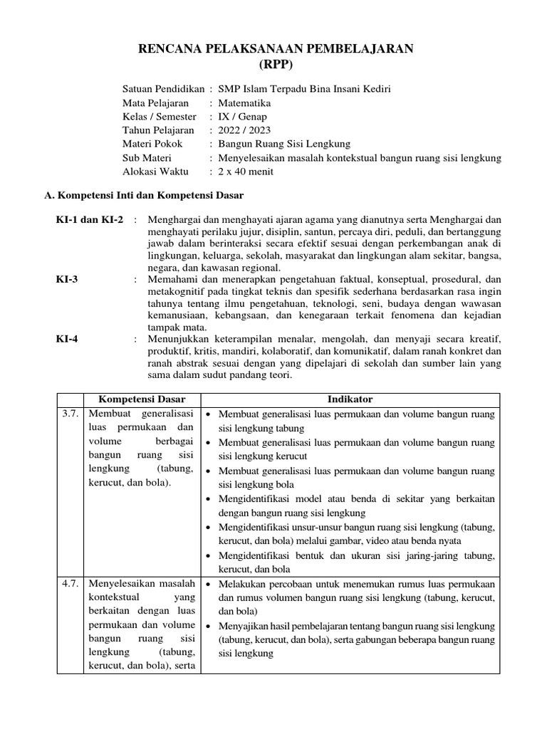 Rencana Aksi 2 (RPP k13) - Siti Nur Atikah | PDF
