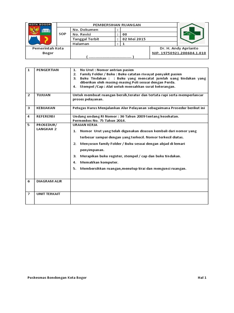 SOP Pembersihan Ruangan | PDF