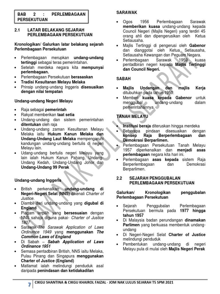 2021 JOM NAK LULUS SEJARAH T5 (6 Bab) - 7-11 | PDF