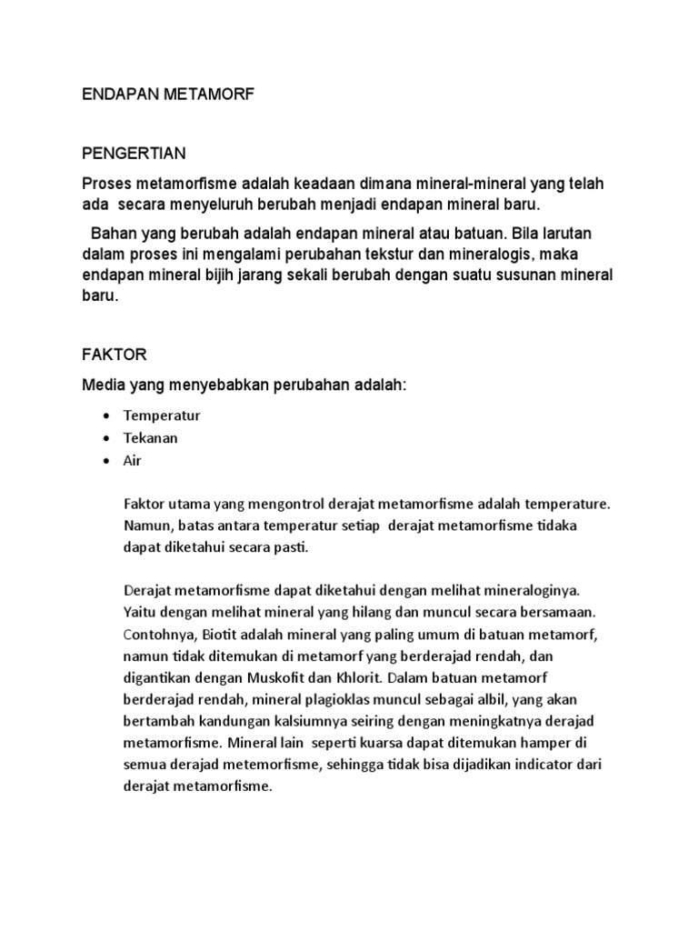 Endapan Metamorf | PDF