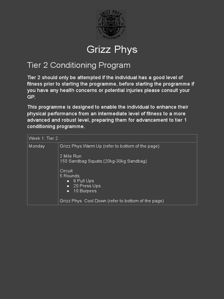 Grizz Phys Tier 2 PDF | PDF | Kettlebell | Physical Fitness
