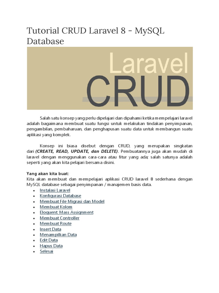 Tutorial CRUD Laravel 8 | PDF | Komputer | Teknologi & Rekayasa