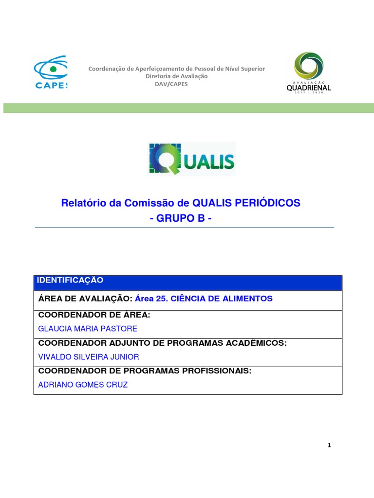 Relatório Qualis Alimentos | PDF | Science | Academia