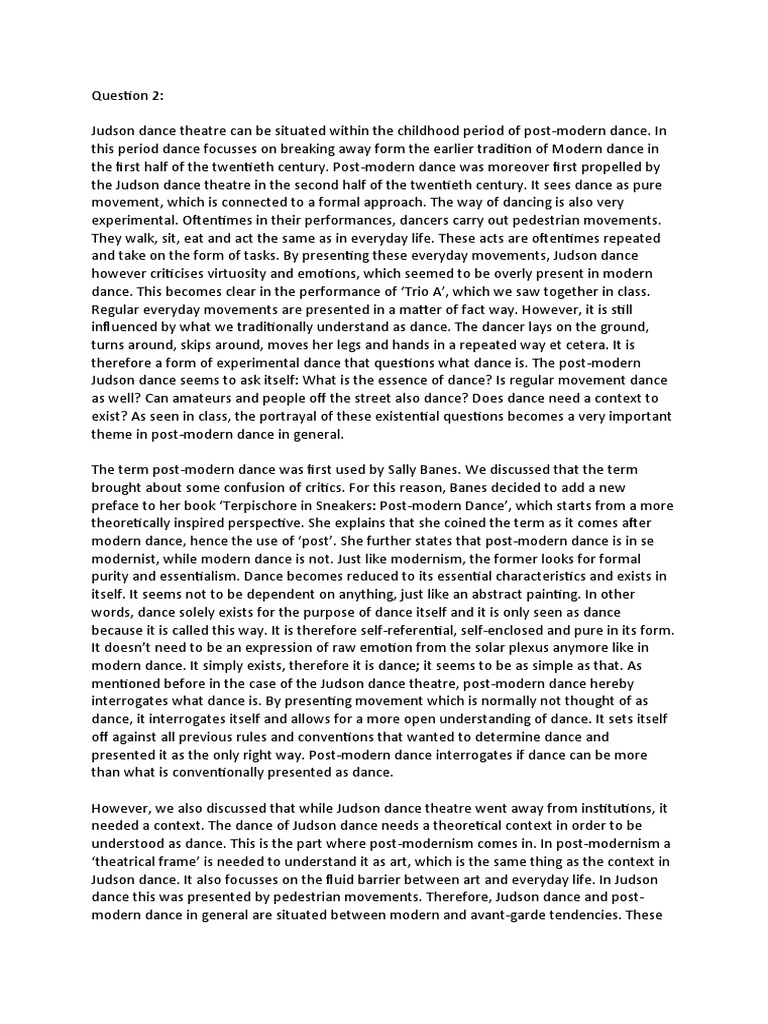 Contemporary Dance and Dance Studies Exam Brainstorm | PDF | Disability ...