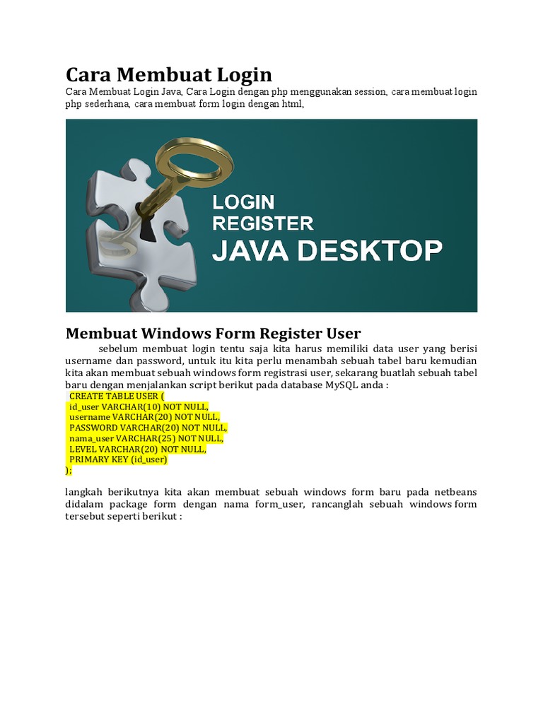 Panduan Membuat Sistem Login | PDF