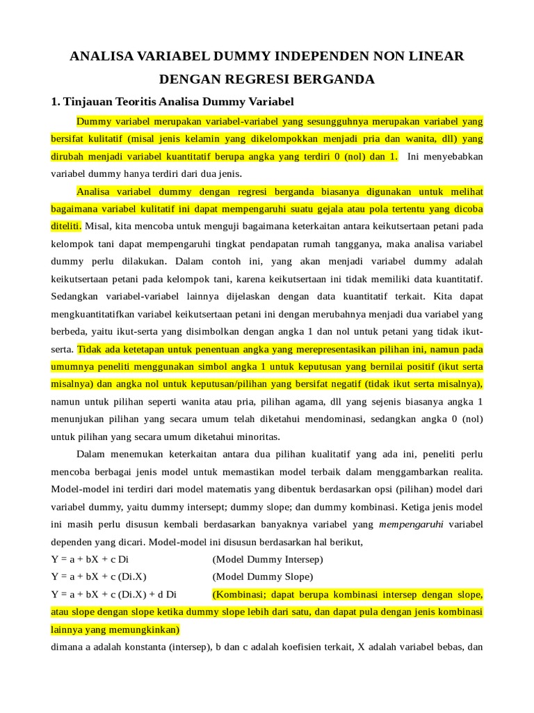 Tutorial Analisis Variabel Dummy Indepen | PDF