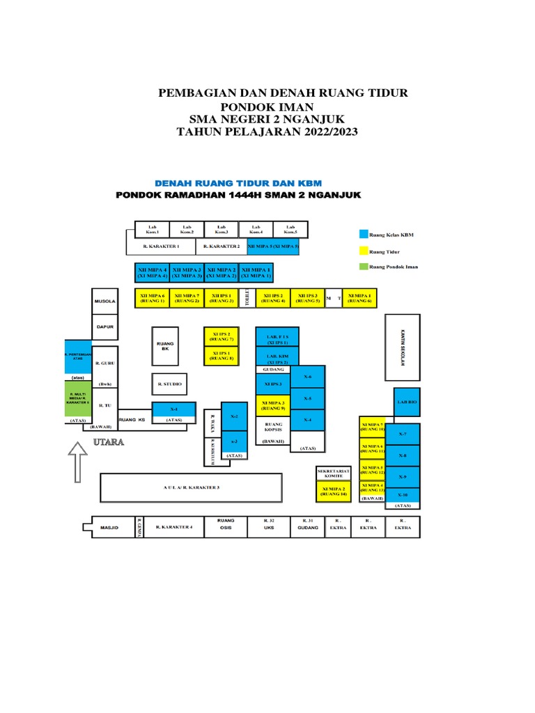 Denah & Pembagian Ruang Tidur, Kamar Mandi Pondok Iman 2023 M | PDF