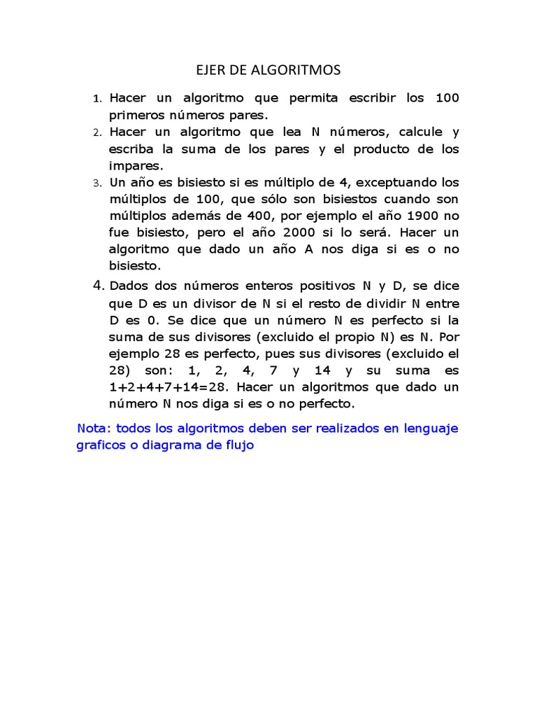 Ejercicios de Algoritmos | PDF