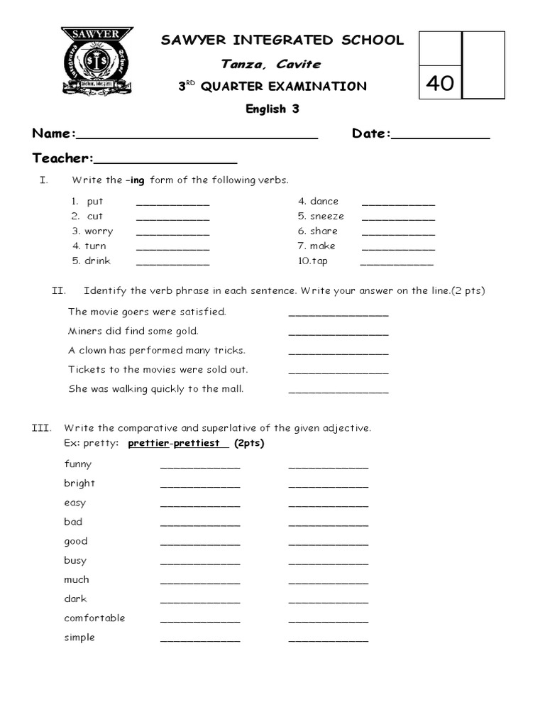 Eng3 3RD QTR. EXAM | PDF