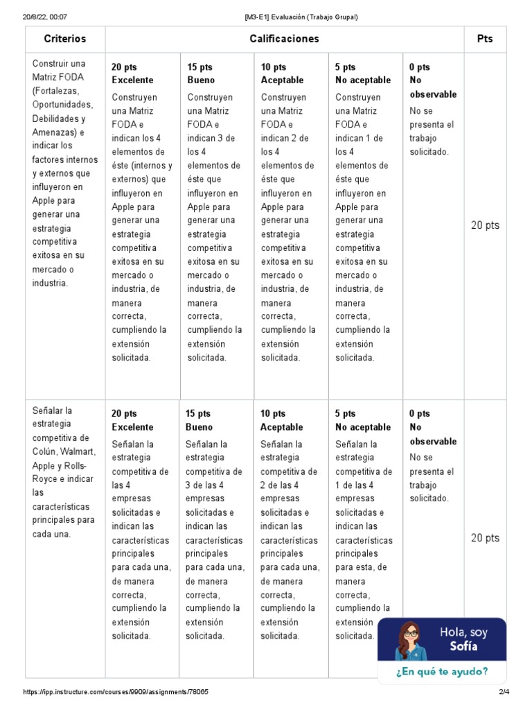 (M3-E1) RÚBRICA Evaluación (Trabajo GRUPAL) | PDF | Análisis FODA | Business