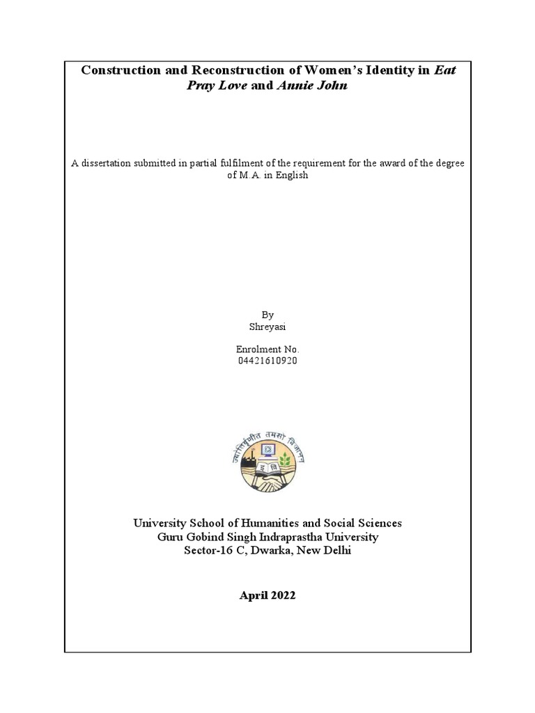 Shreyasi Dissertation2 | PDF | Gender | Gender Studies