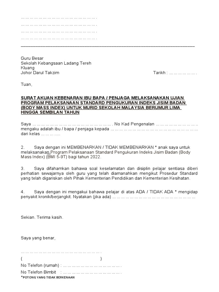 2) Surat Kebenaran Melaksanakan Ujian BMI 2022 | PDF