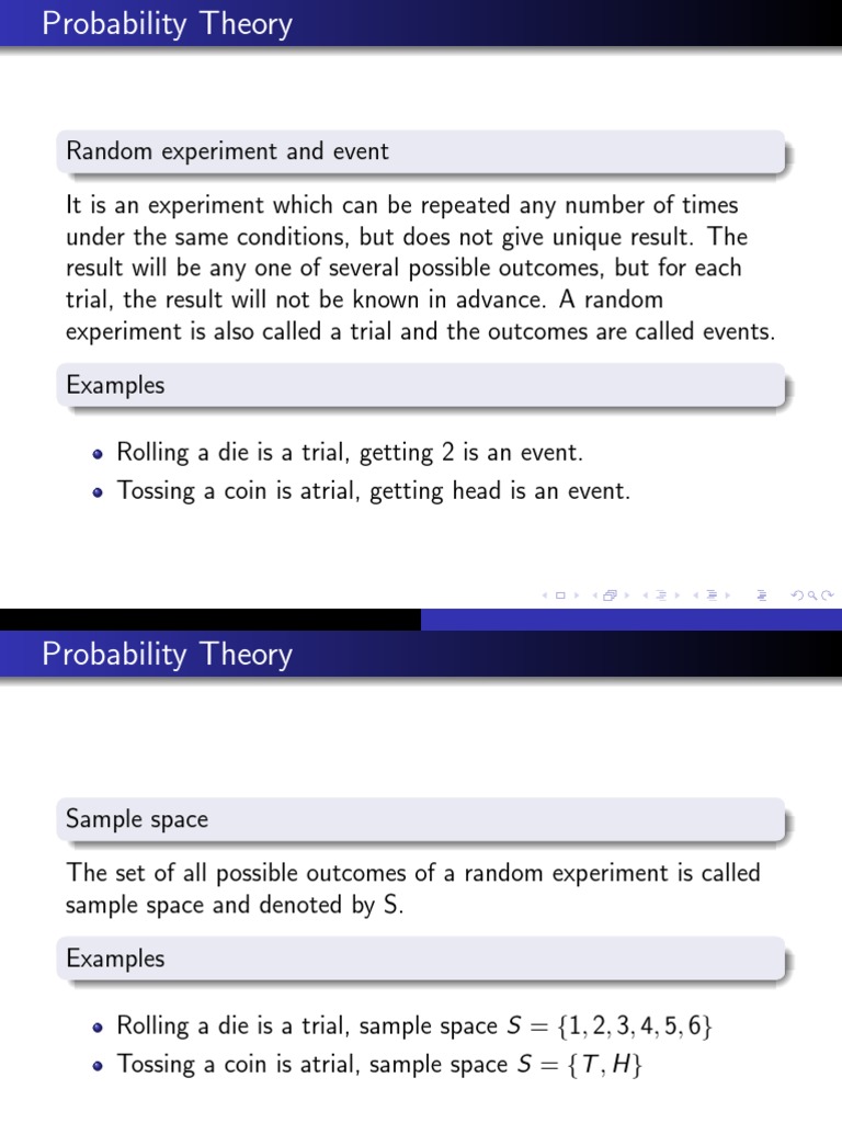 Prob Lecture 1 | PDF | Probability Theory | Probability And Statistics
