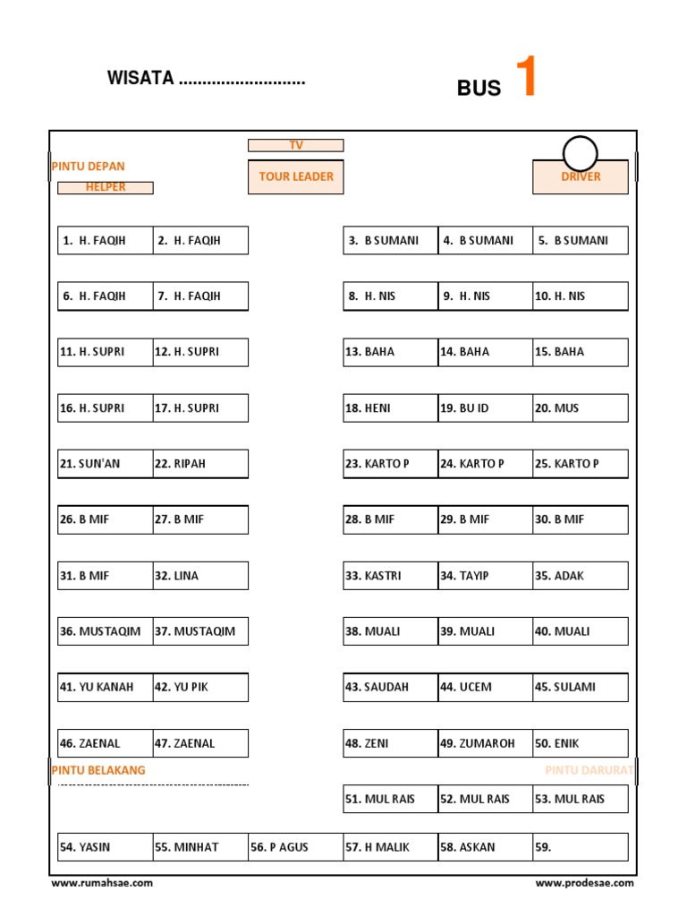 Contoh Tempat Duduk BUS 60 Kursi | PDF
