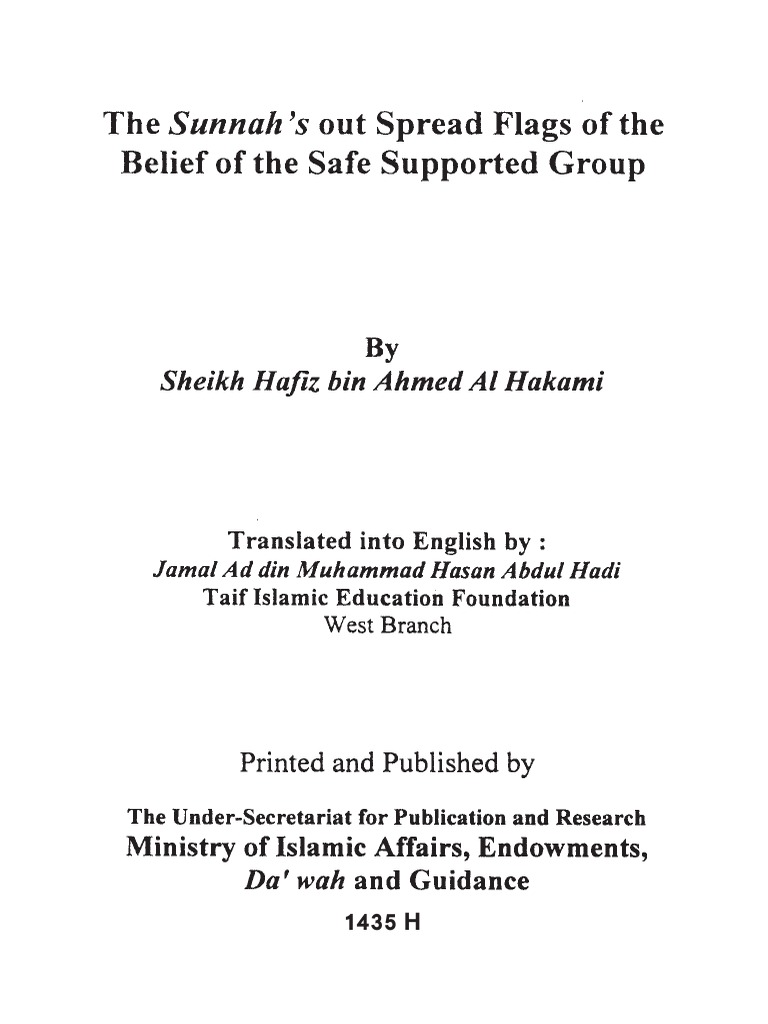 The Sunnah's Outspread Flags of The Belief of The Safe Supported Group ...
