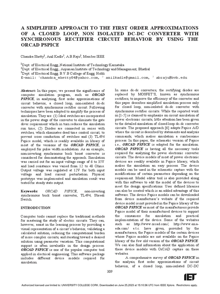 A Simplified Approach To The First Order Approximations of A Closed ...