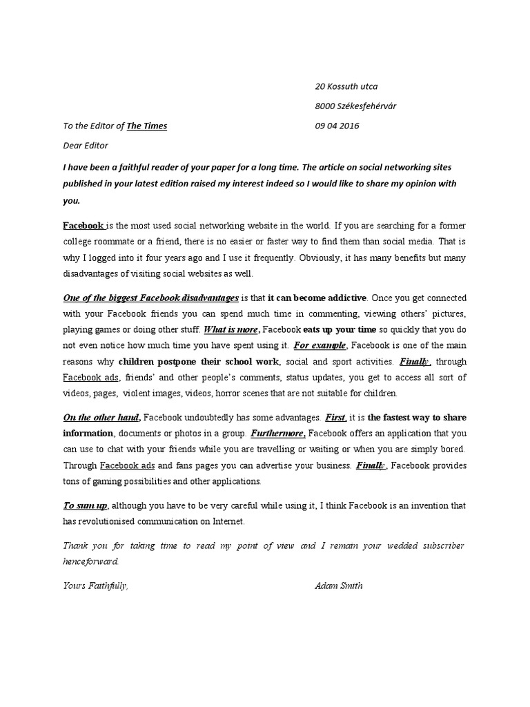 Argumentative.letter.facebook | PDF