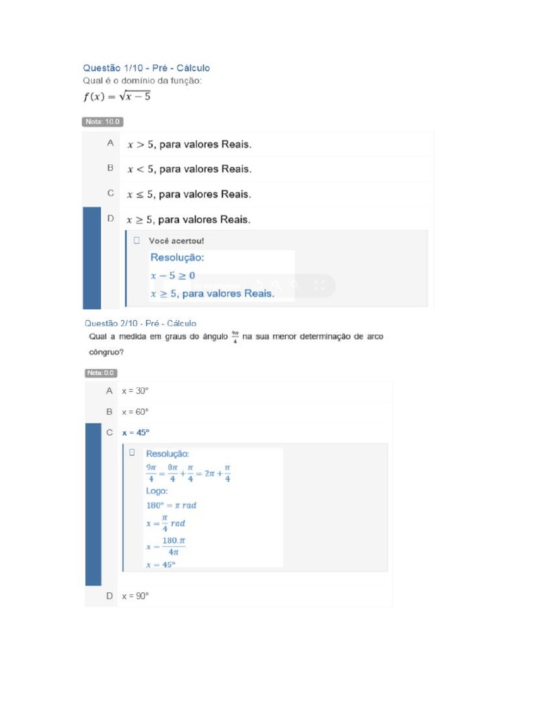 Resumo Apols Pré Calculo Uninter | PDF