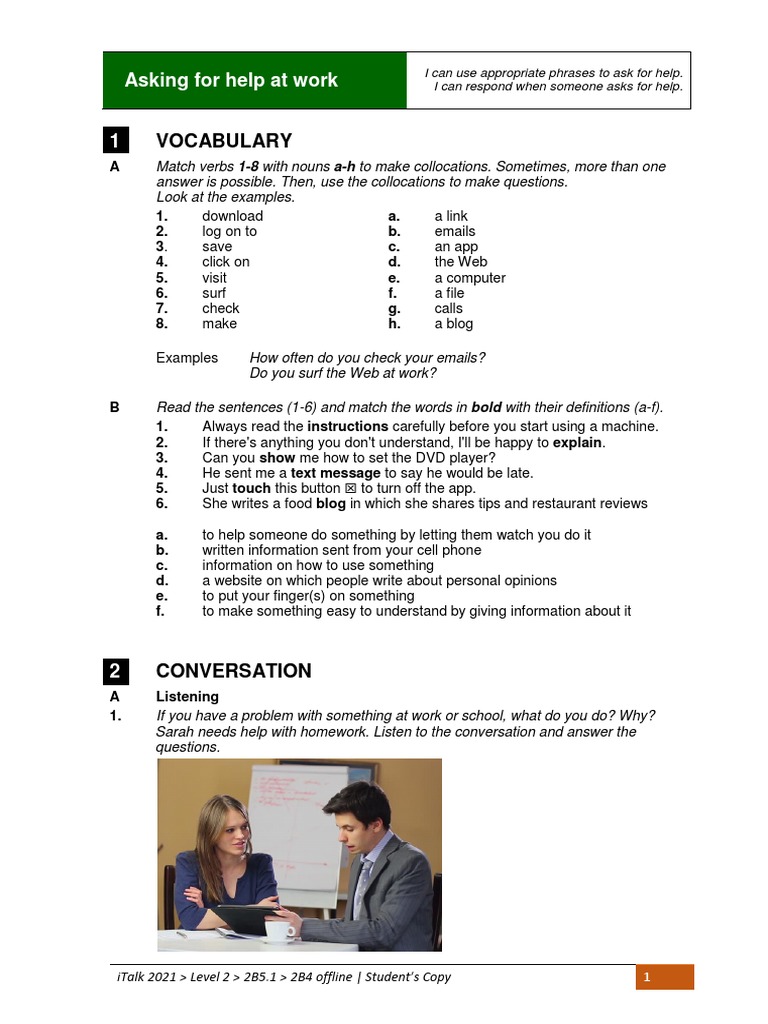 Asking For Help at Work | PDF | Question | Linguistic Morphology